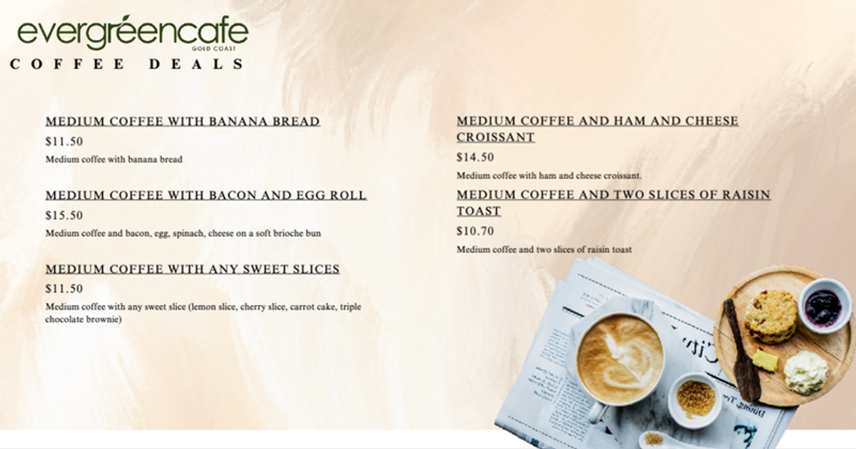 Evergreen Cafe – Menu